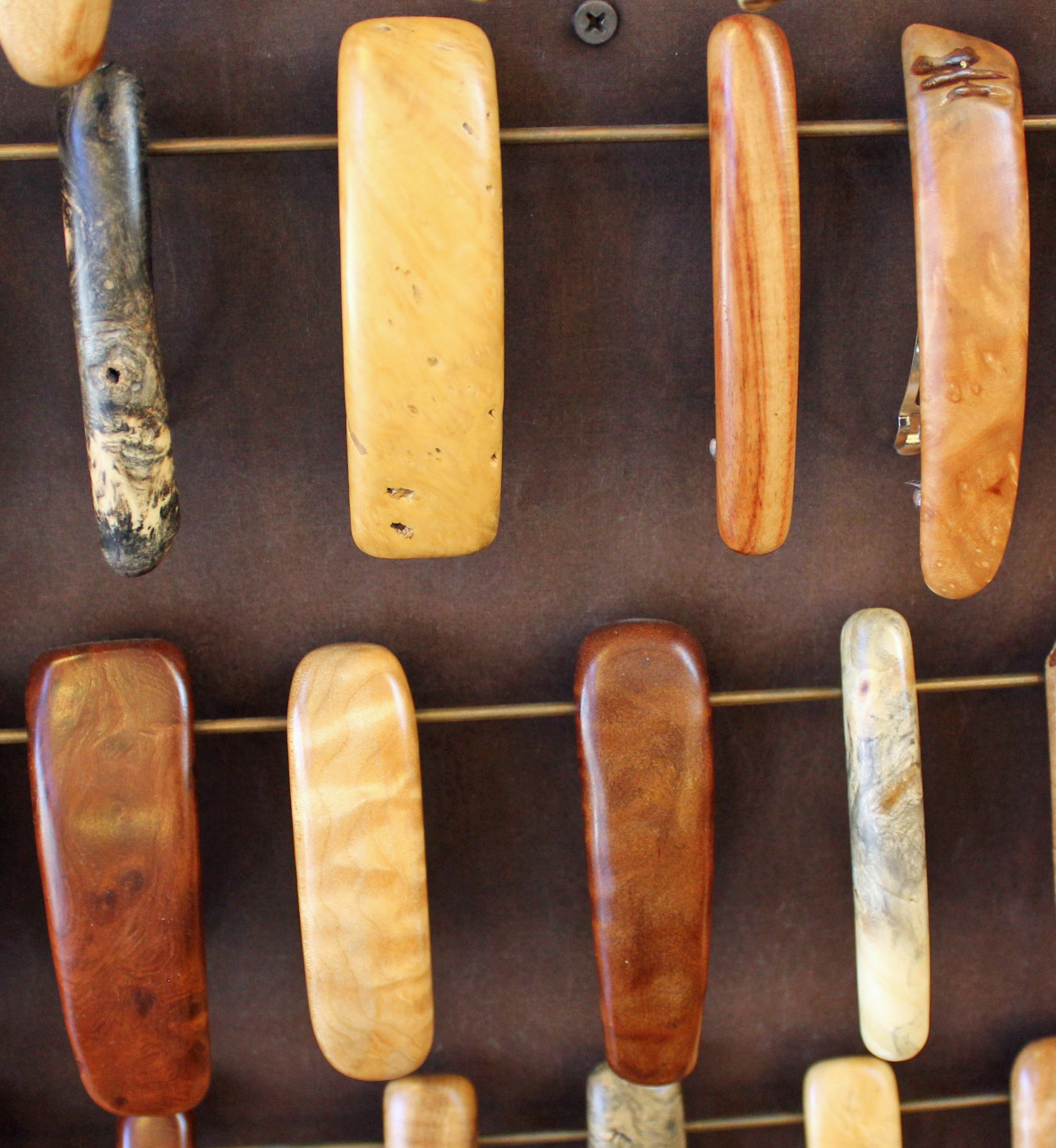 Handmade Figured Wood Hair Barrettes - Forest Gems Gallery