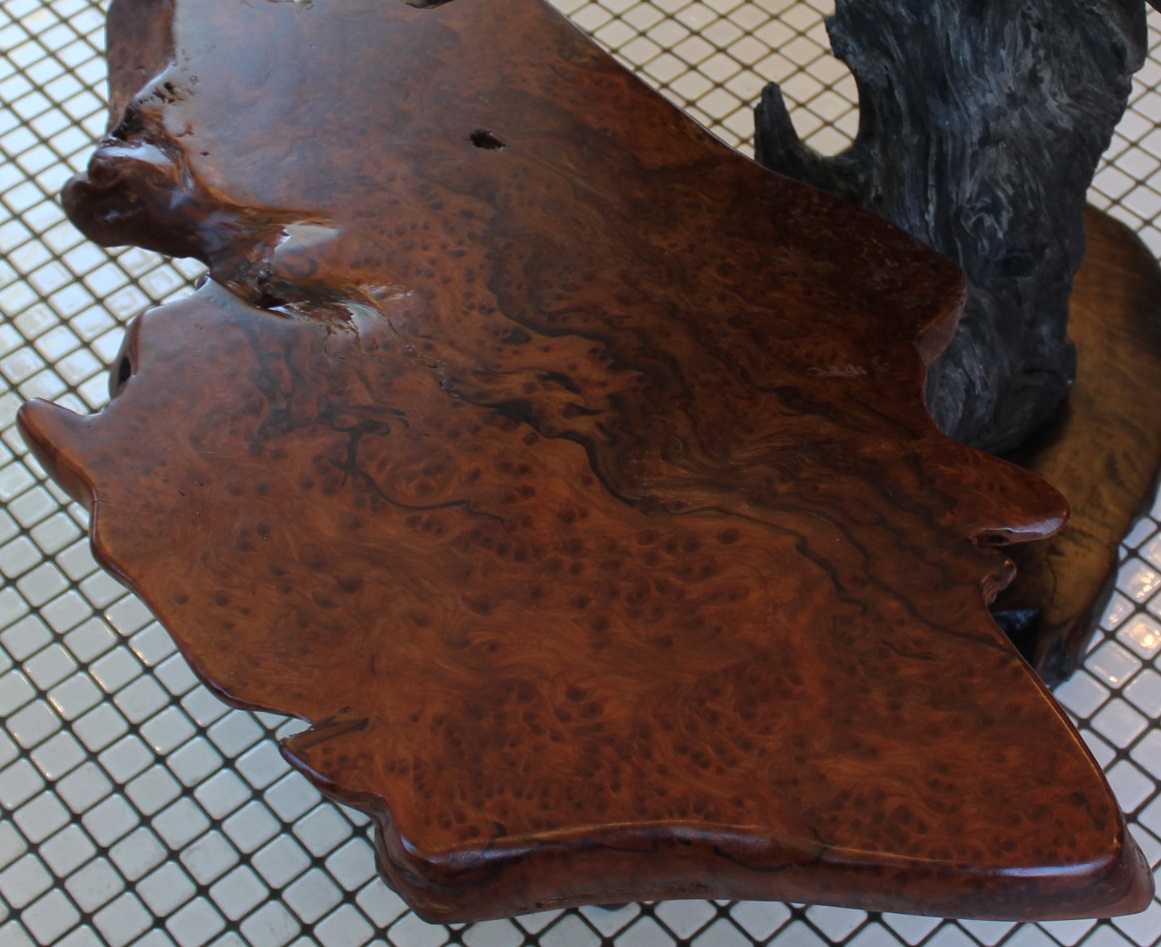 Redwood and Buckeye Bi-level Table - Forest Gems Gallery