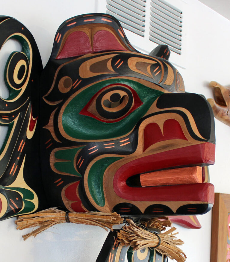 First Nations Raven Mask, 42 x 28 x 14 - Forest Gems Gallery