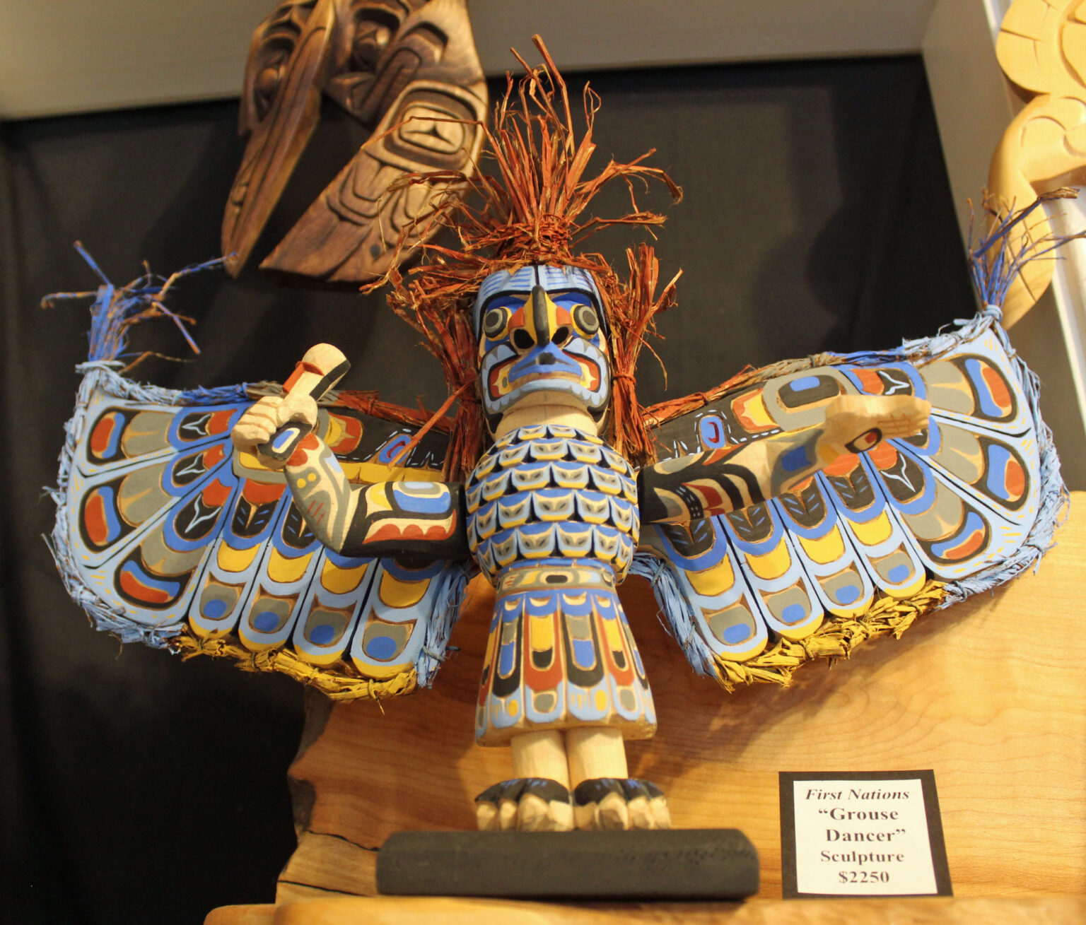 First Nations "Grouse Dancer" Sculpture - Forest Gems Gallery
