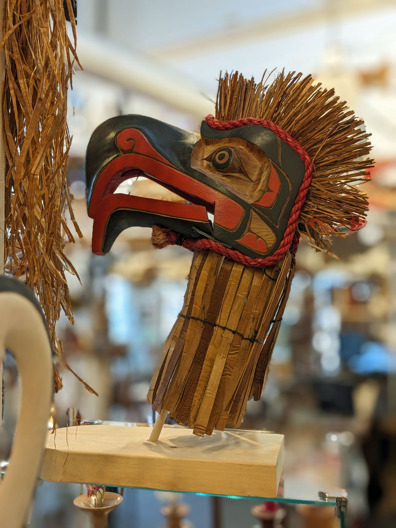 First Nations Articulated Eagle Model Mask on Stand - Forest Gems Gallery