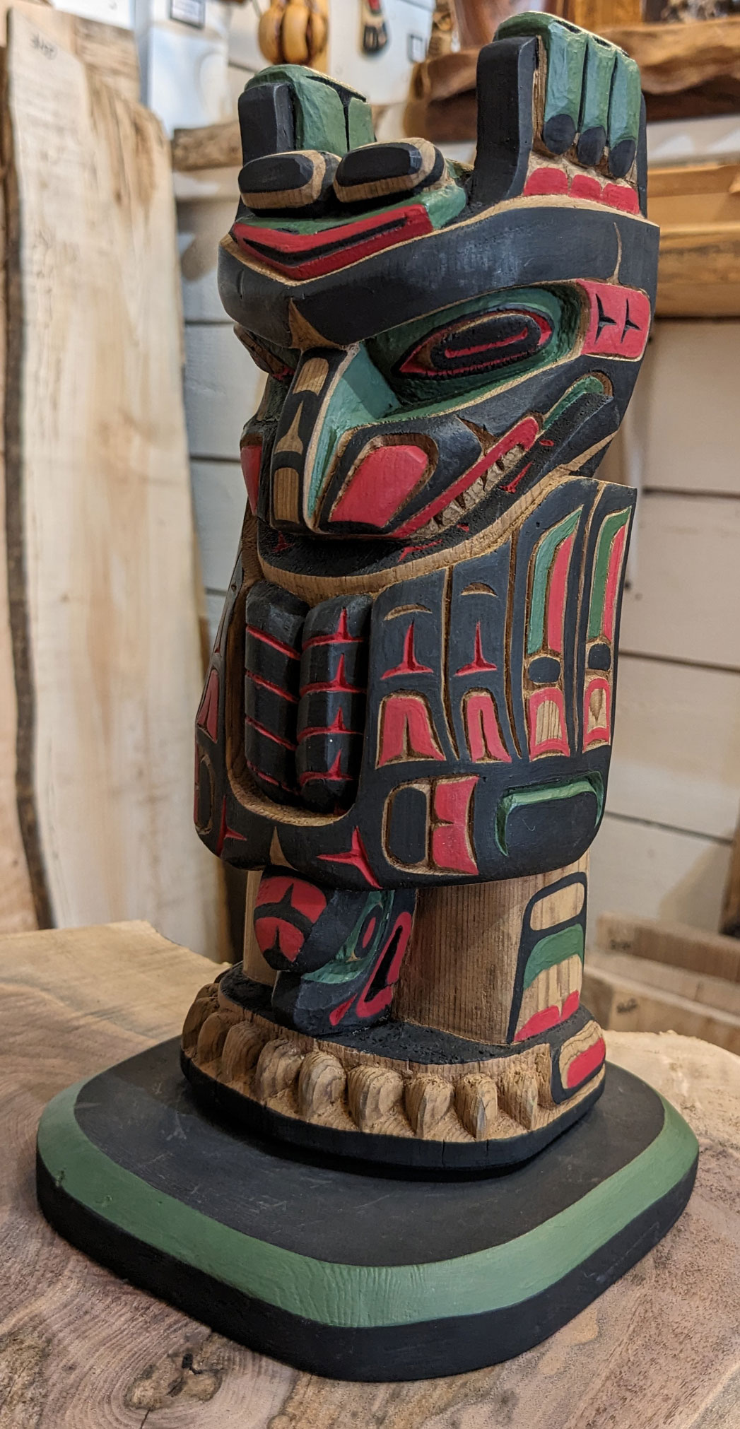 First Nations Bear, Eagle and Frog Sculpture - Forest Gems Gallery