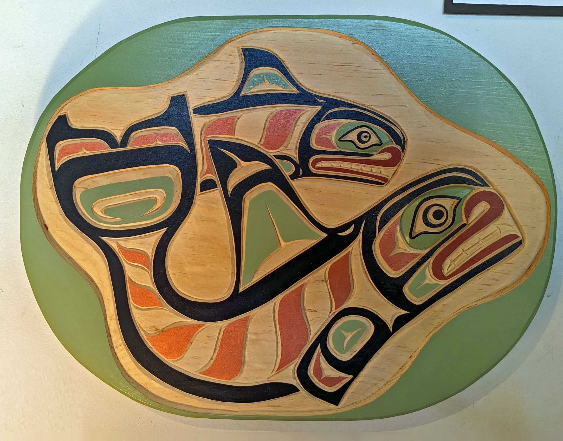First Nations Mother Orca and Baby Panel - Forest Gems Gallery