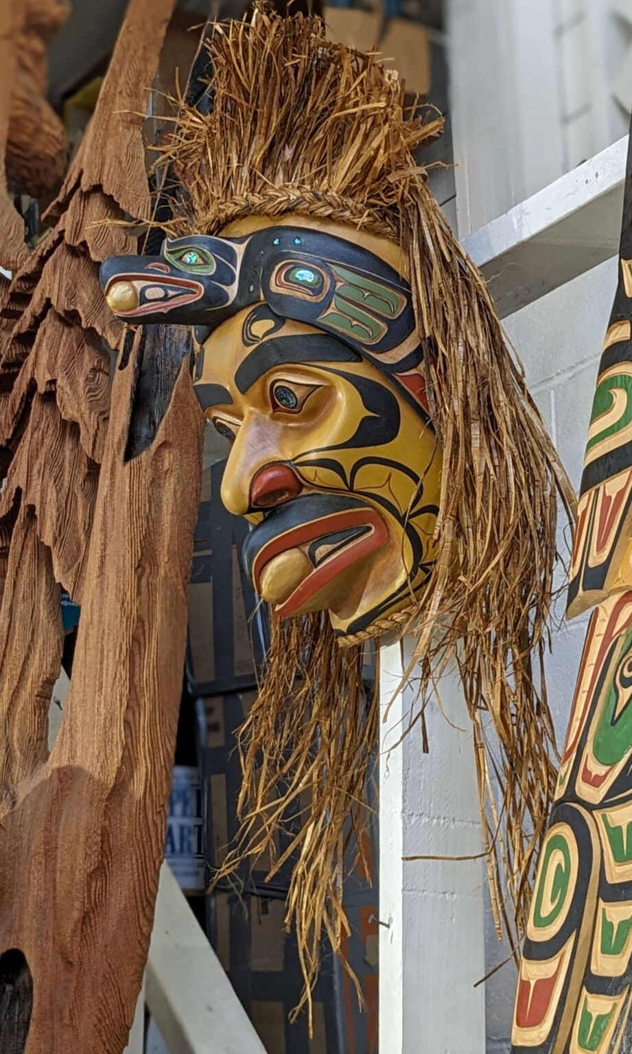 First Nations Raven and the Light Mask, 26 x 16 x 8 - Forest Gems Gallery