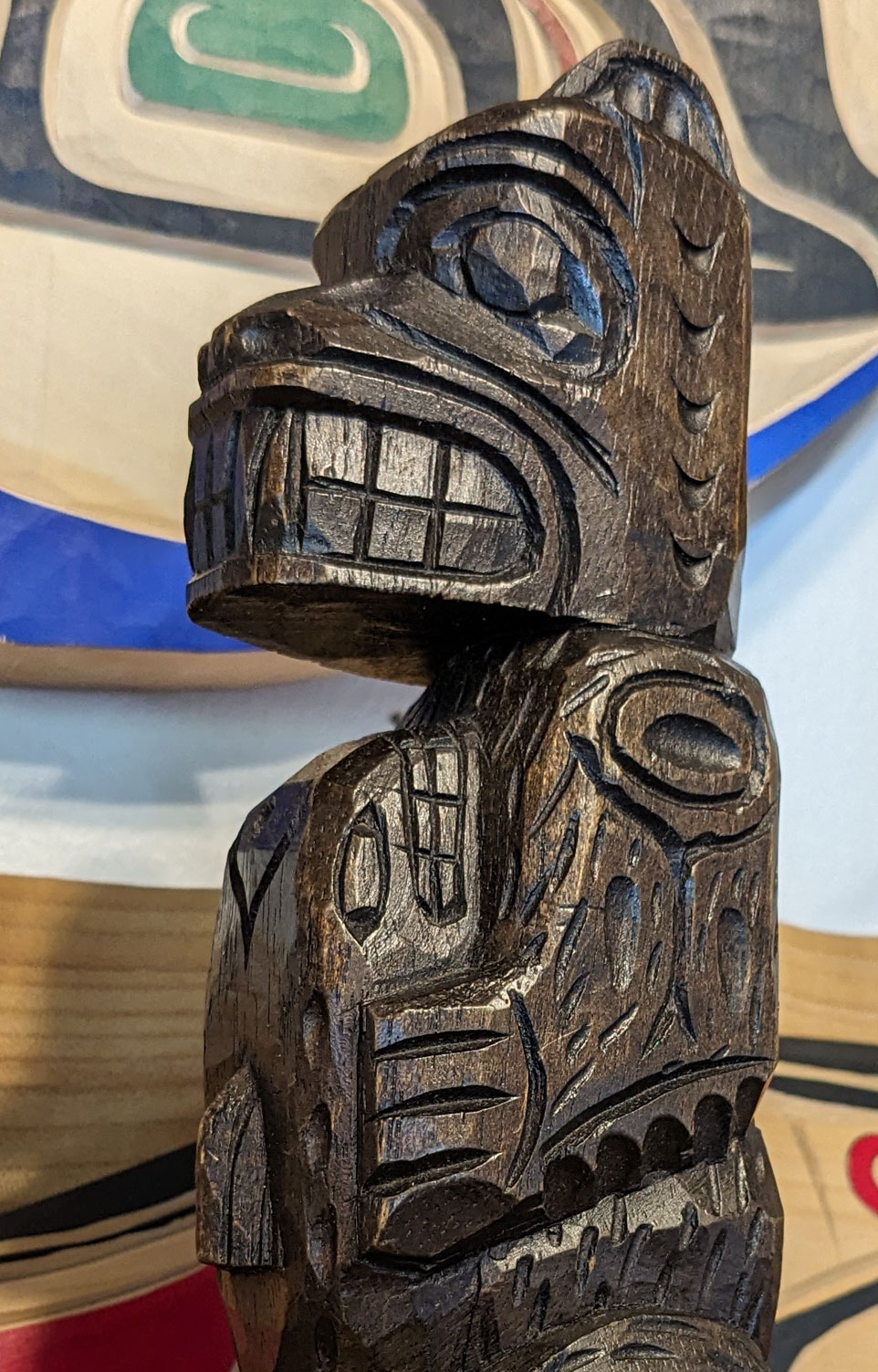 First Nations Bear and Fish Model Totem - Forest Gems Gallery