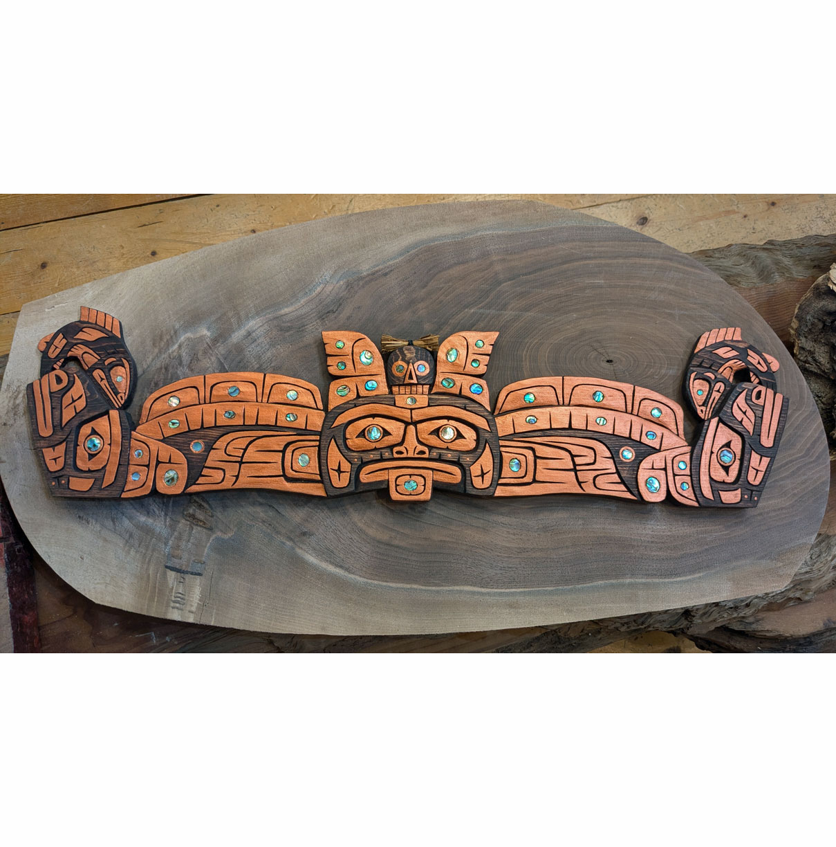 First Nations Sisiutl with Abalone Shell Inlay - Forest Gems Gallery